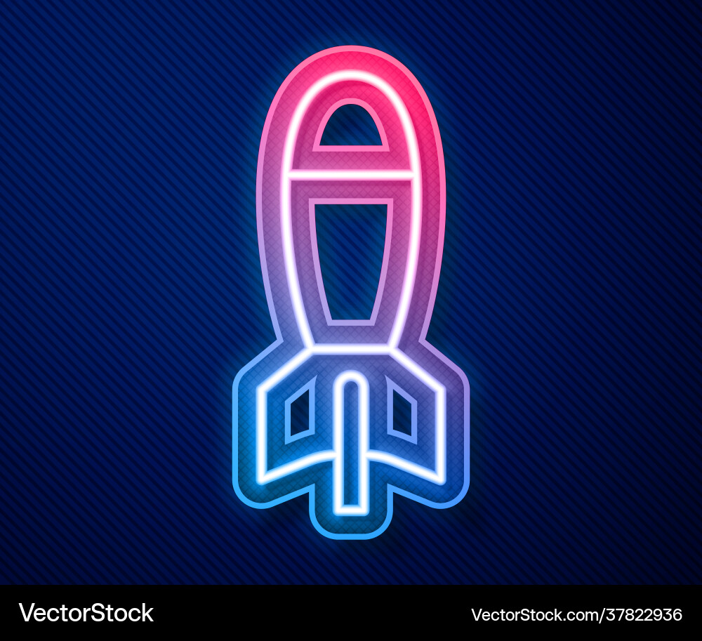 Glowing neon line rocket launcher with missile Vector Image