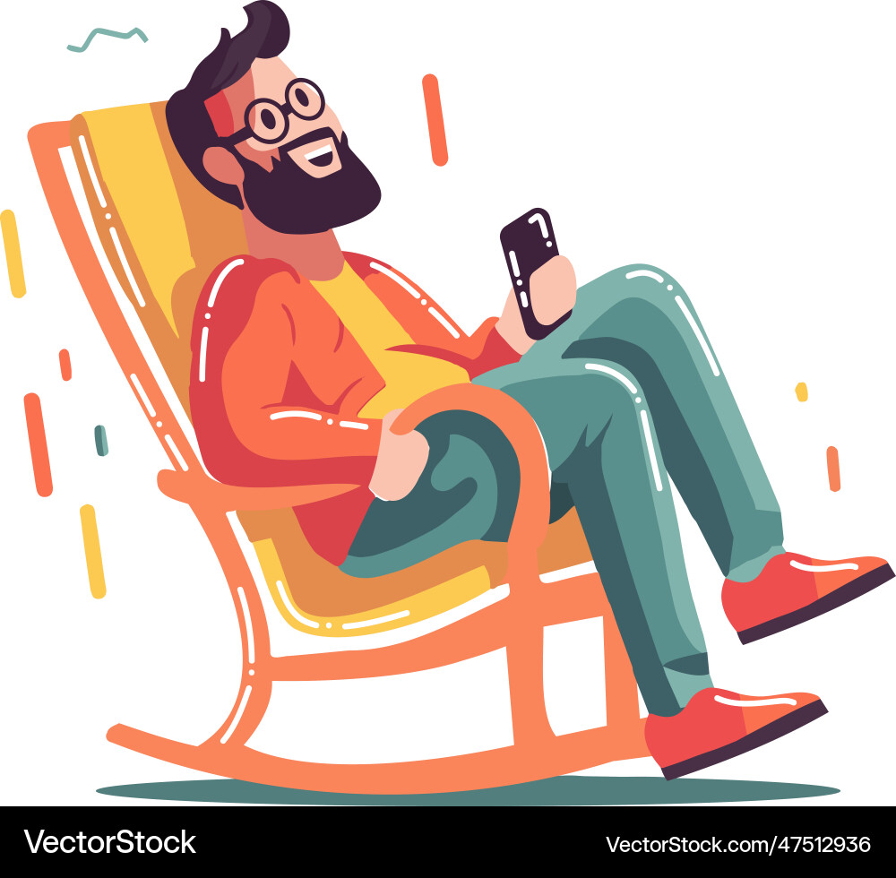 Hand drawn man sitting and resting in flat style Vector Image