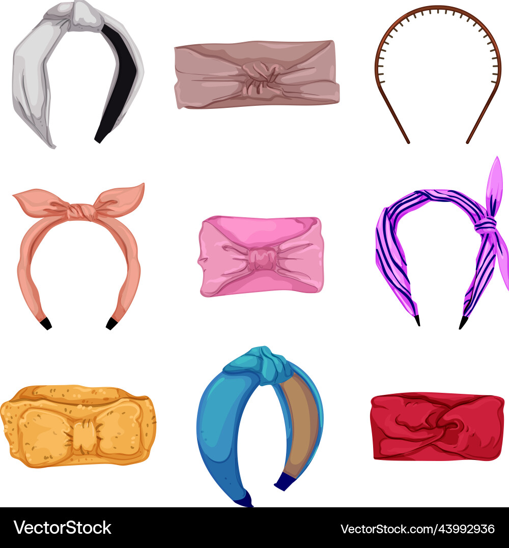 Headband woman set cartoon Royalty Free Vector Image