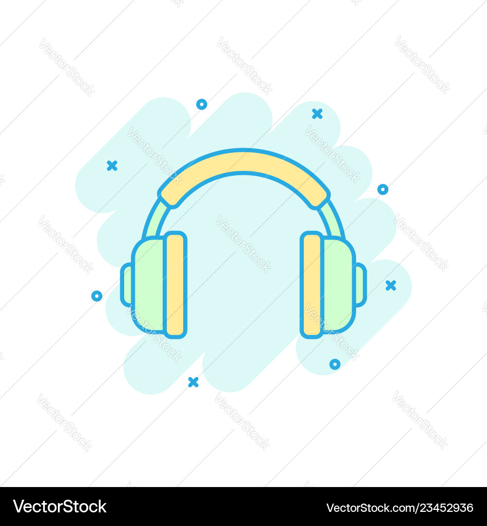 Headphone headset icon in comic style headphones Vector Image