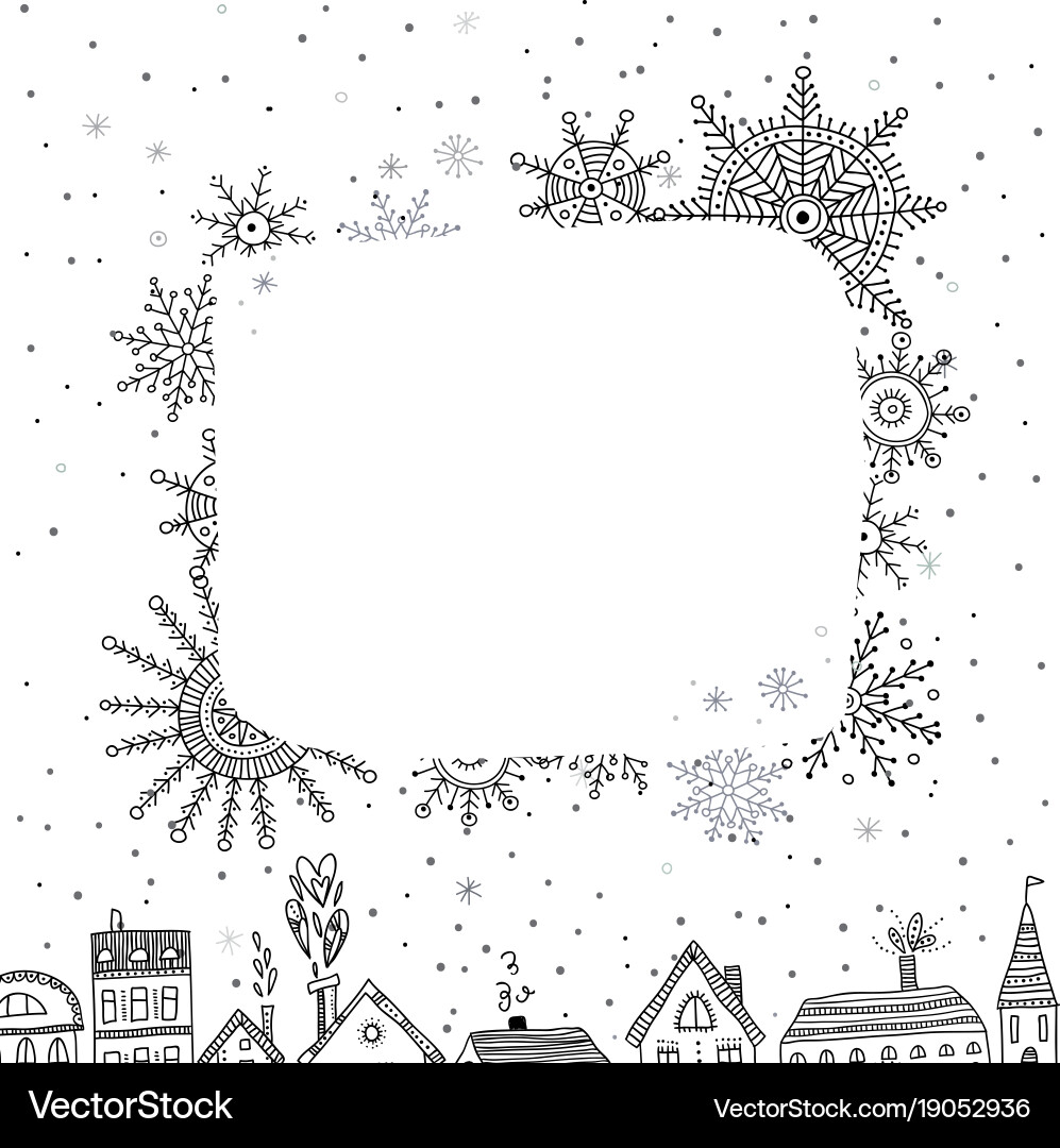 Merry christmas frame for text with houses Vector Image