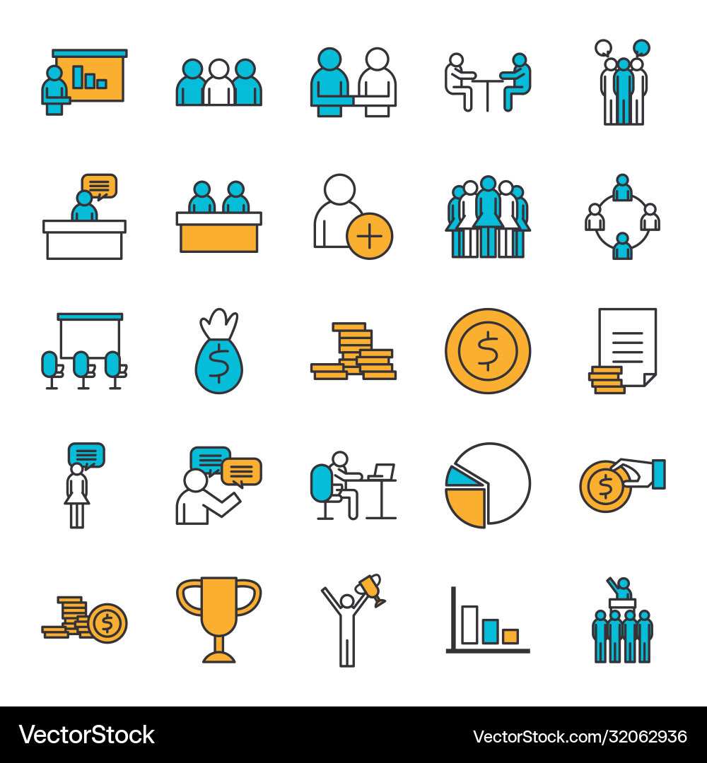 People line and fill style icon set design Vector Image