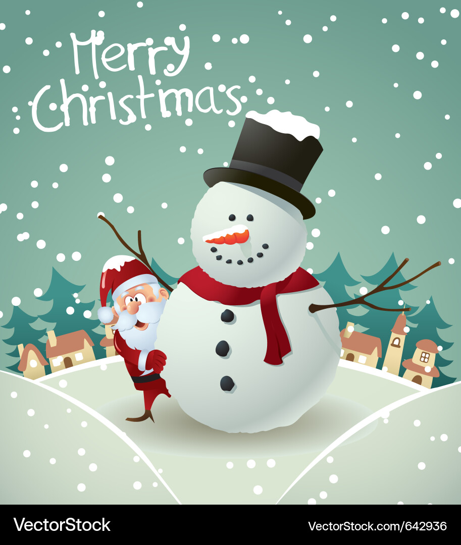Santa claus and snowman Royalty Free Vector Image