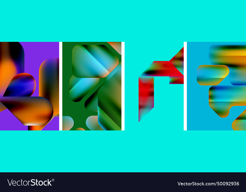 Set of colorful geometric posters - round shapes Vector Image