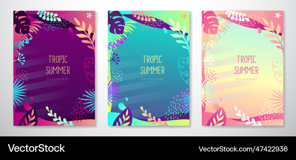 Set of colorful gradient summer banners Royalty Free Vector