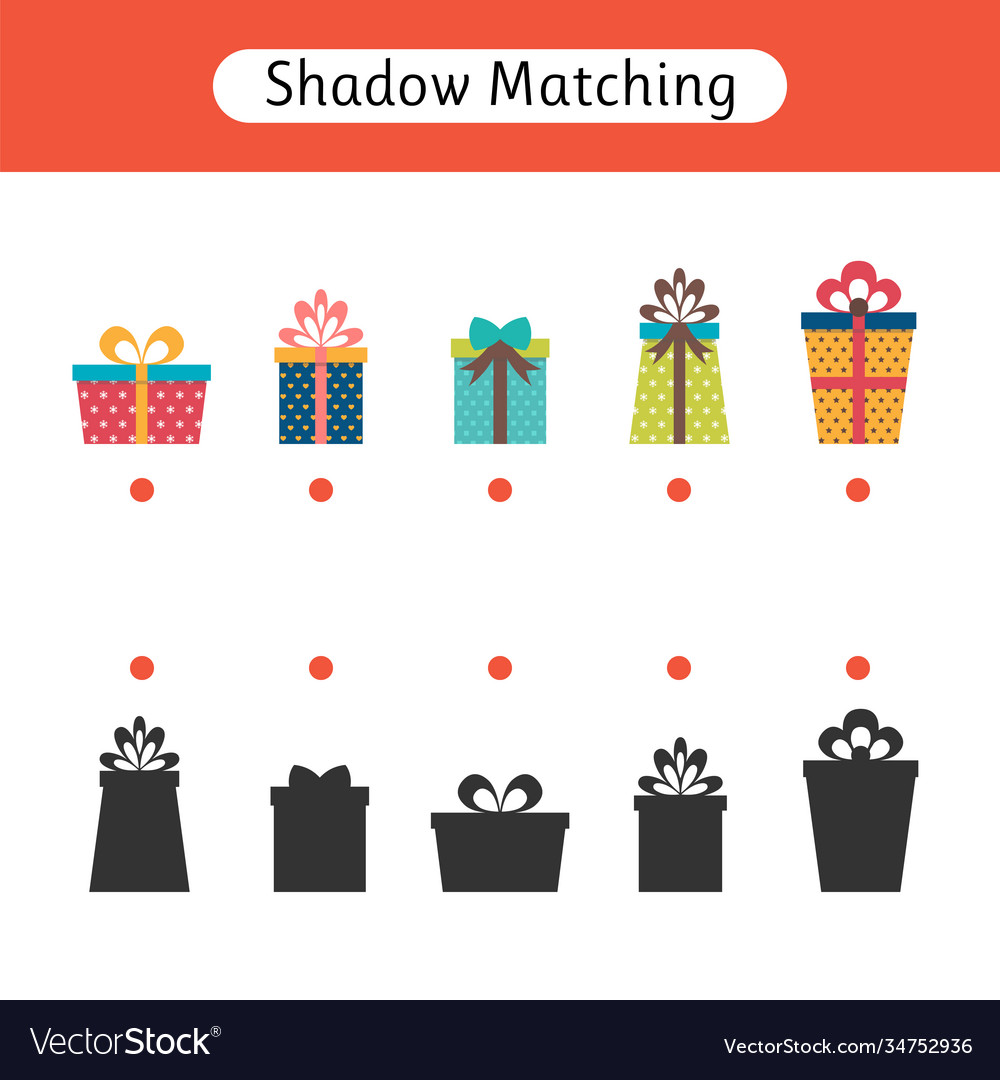 Shadow matching game for kids worksheet with Vector Image