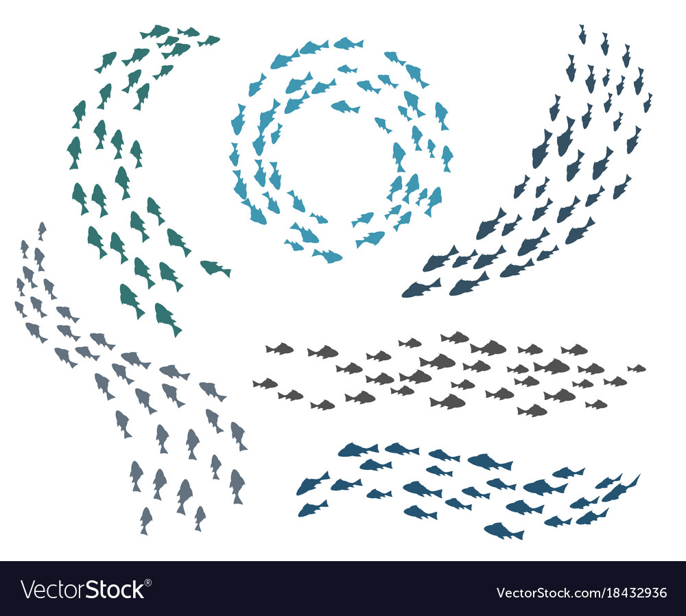Small fish groups Royalty Free Vector Image - VectorStock