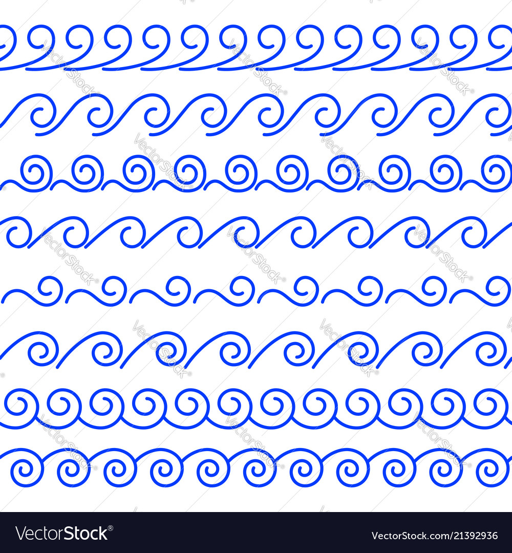 Wave contour brushes Royalty Free Vector Image