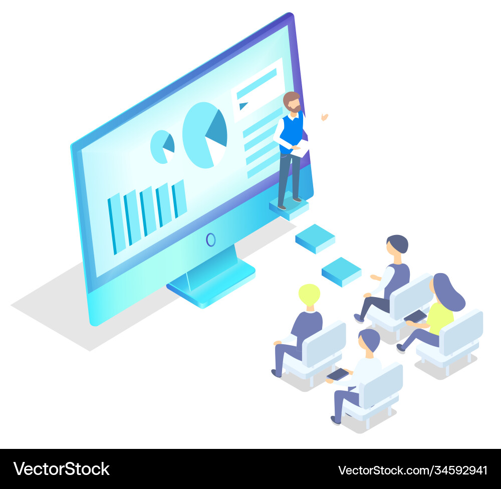 Boss presenting ideas on business seminar at work Vector Image