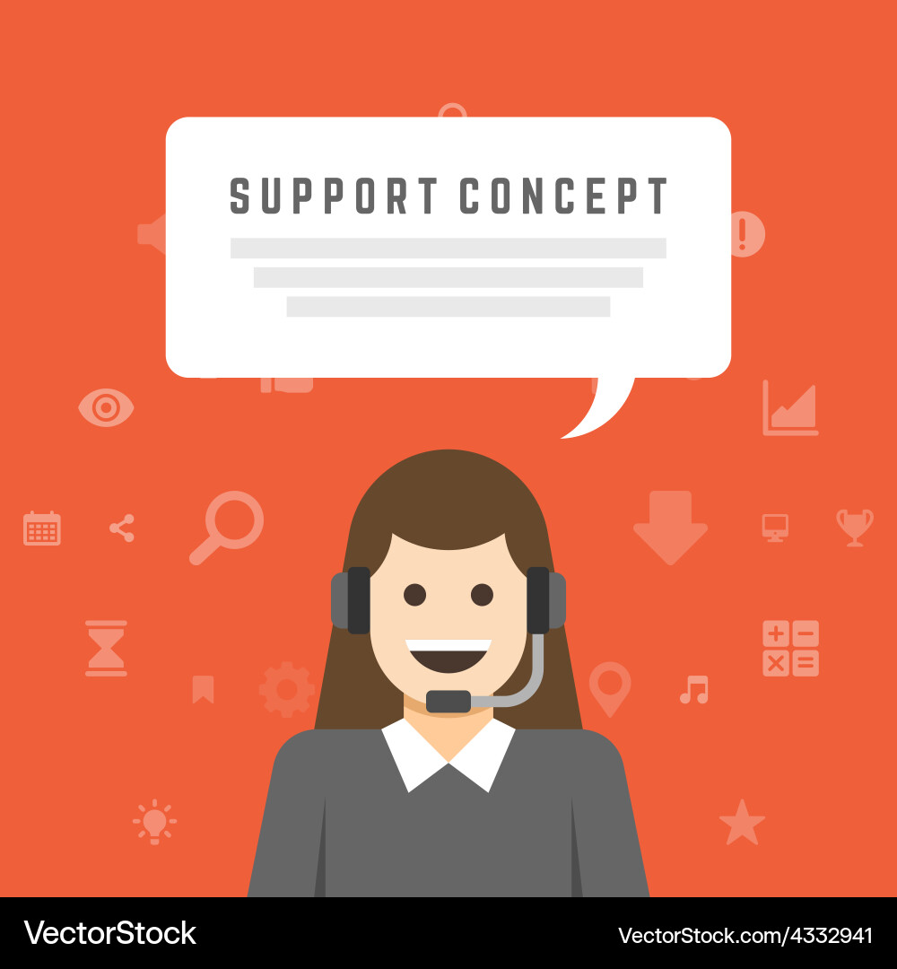 Business woman support service concept and flat Vector Image