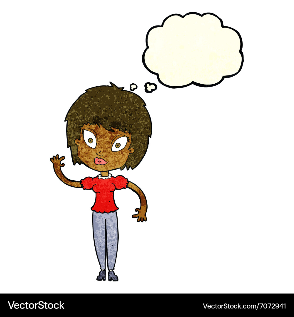 Cartoon pretty girl with thought bubble Royalty Free Vector