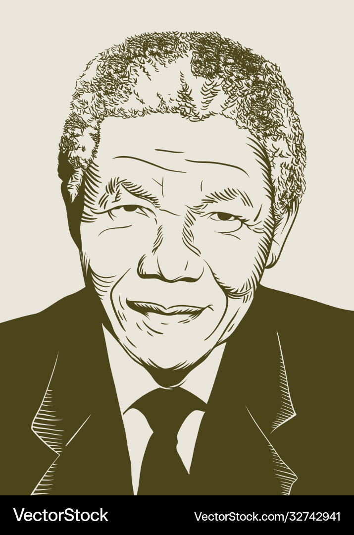 Hand drawn portrait nelson mandela Royalty Free Vector Image