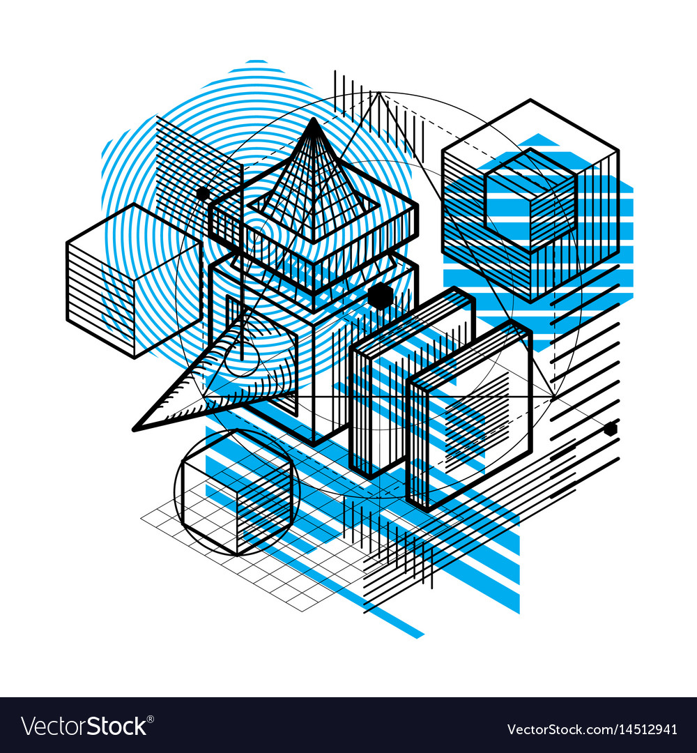 Isometric abstraction with lines and different Vector Image