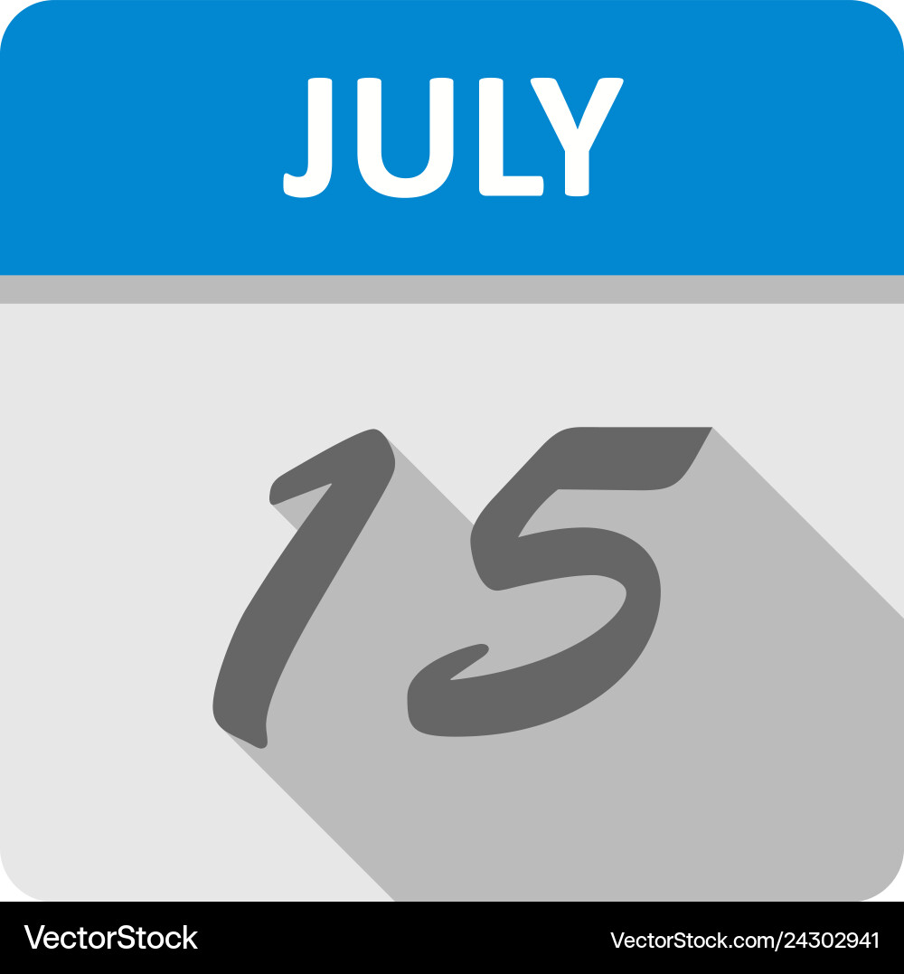 July 15th date on a single day calendar Royalty Free Vector