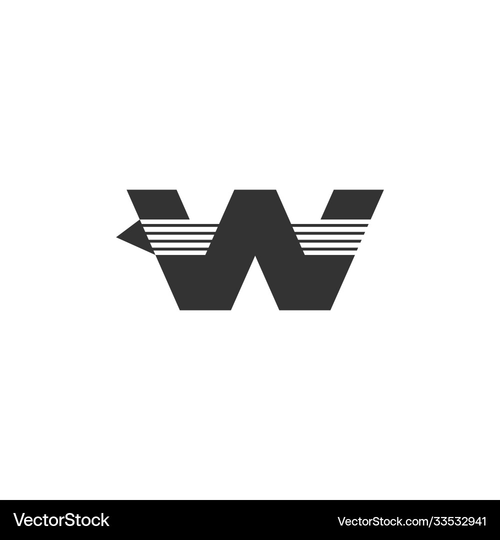 Letter w stripes geometric fast arrow logo Vector Image