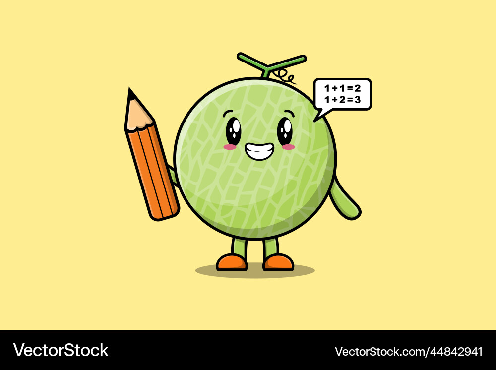 Melon cute cartoon clever student with pencil Vector Image