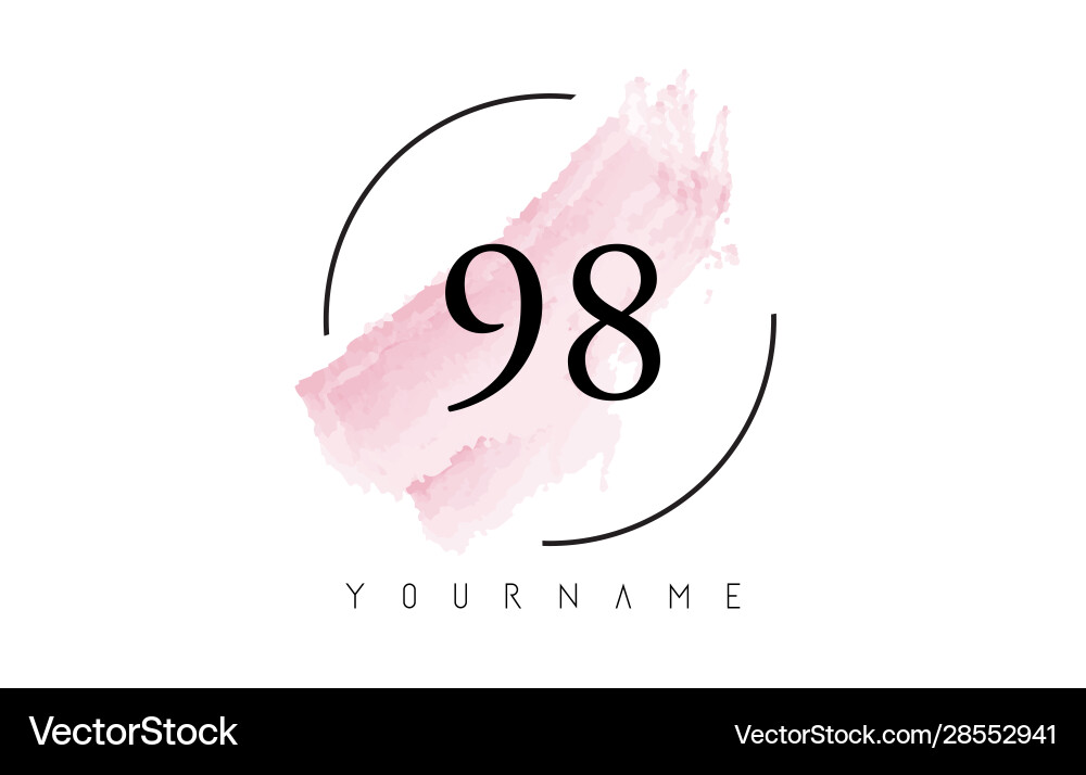 Number 98 watercolor stroke logo design Royalty Free Vector