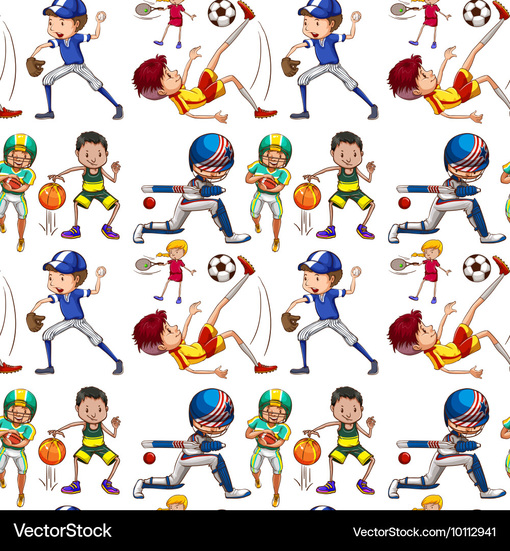 Seamless background with people doing sports Vector Image