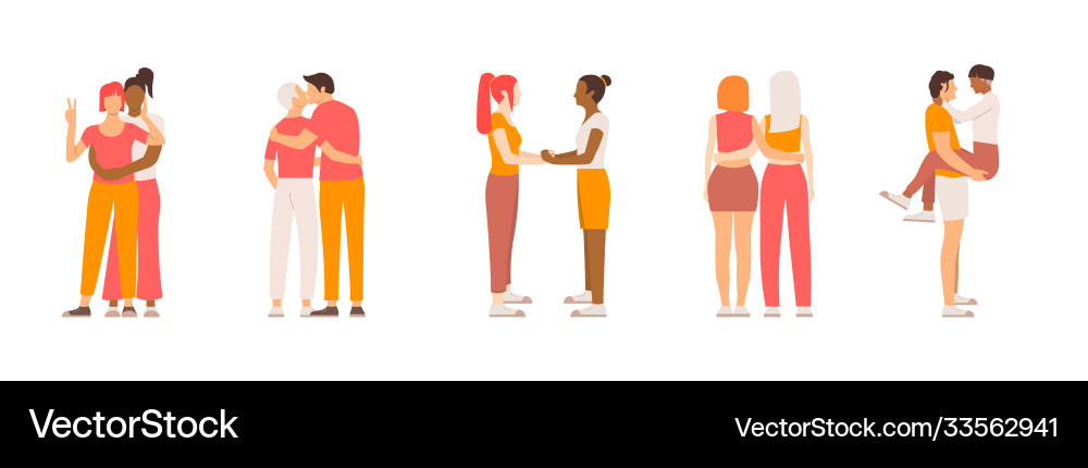 Set lgbt people in different pose gay Royalty Free Vector