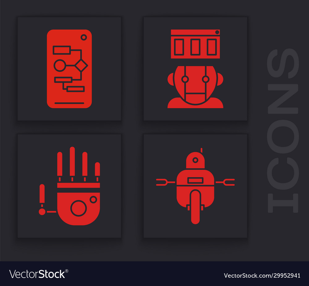 Set robot algorithm and mechanical Royalty Free Vector Image
