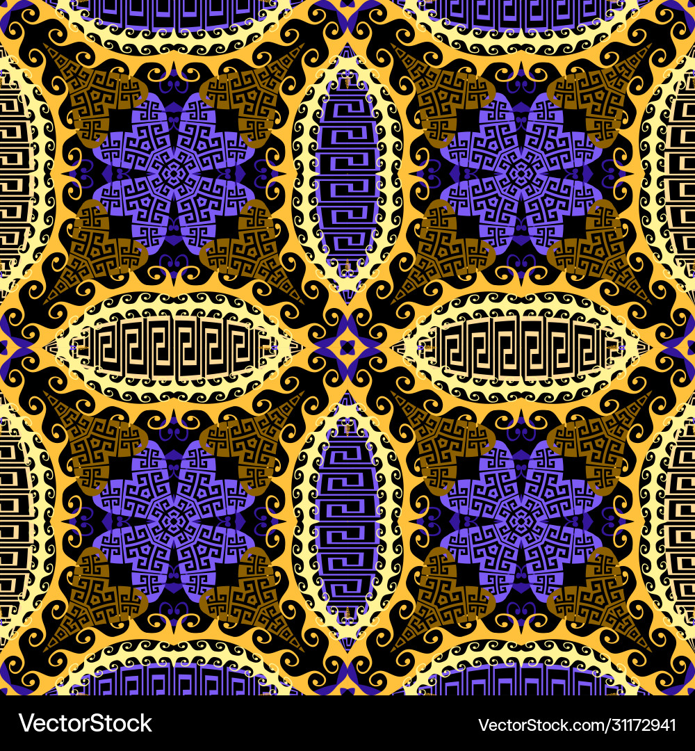 Tribal ethnic floral greek seamless pattern Vector Image