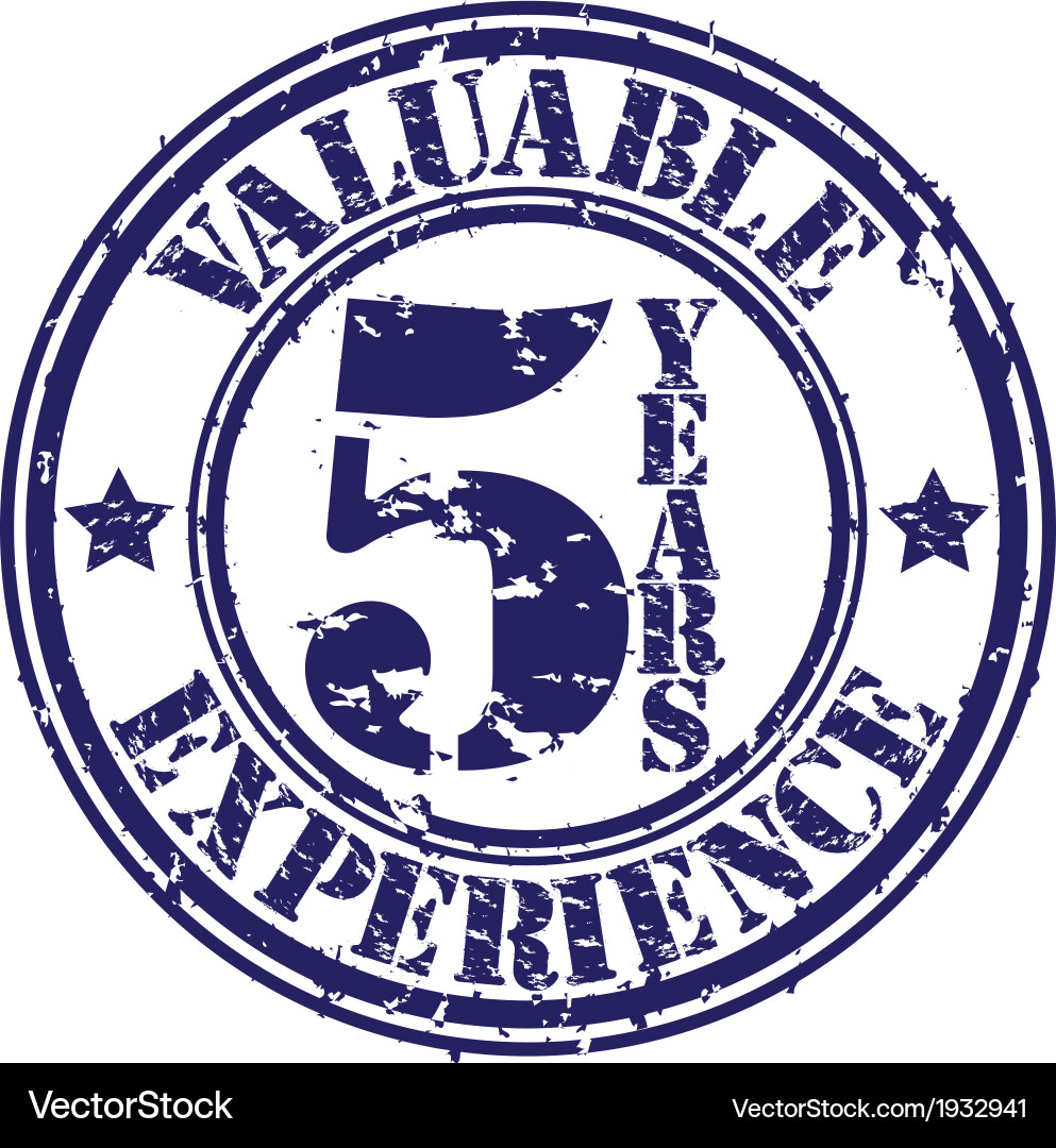 Valuable 5 years of experience rubber stamp Vector Image