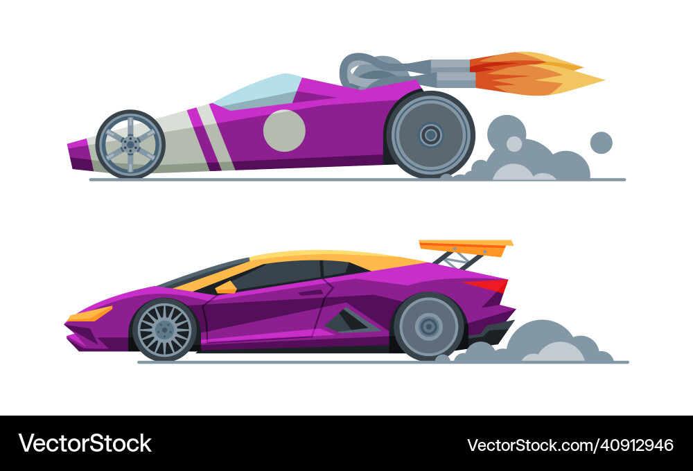 Automobile or car participating in drag motor Vector Image