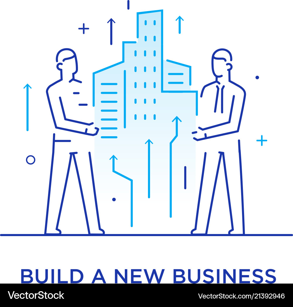 Businessmen build a city together cooperation Vector Image
