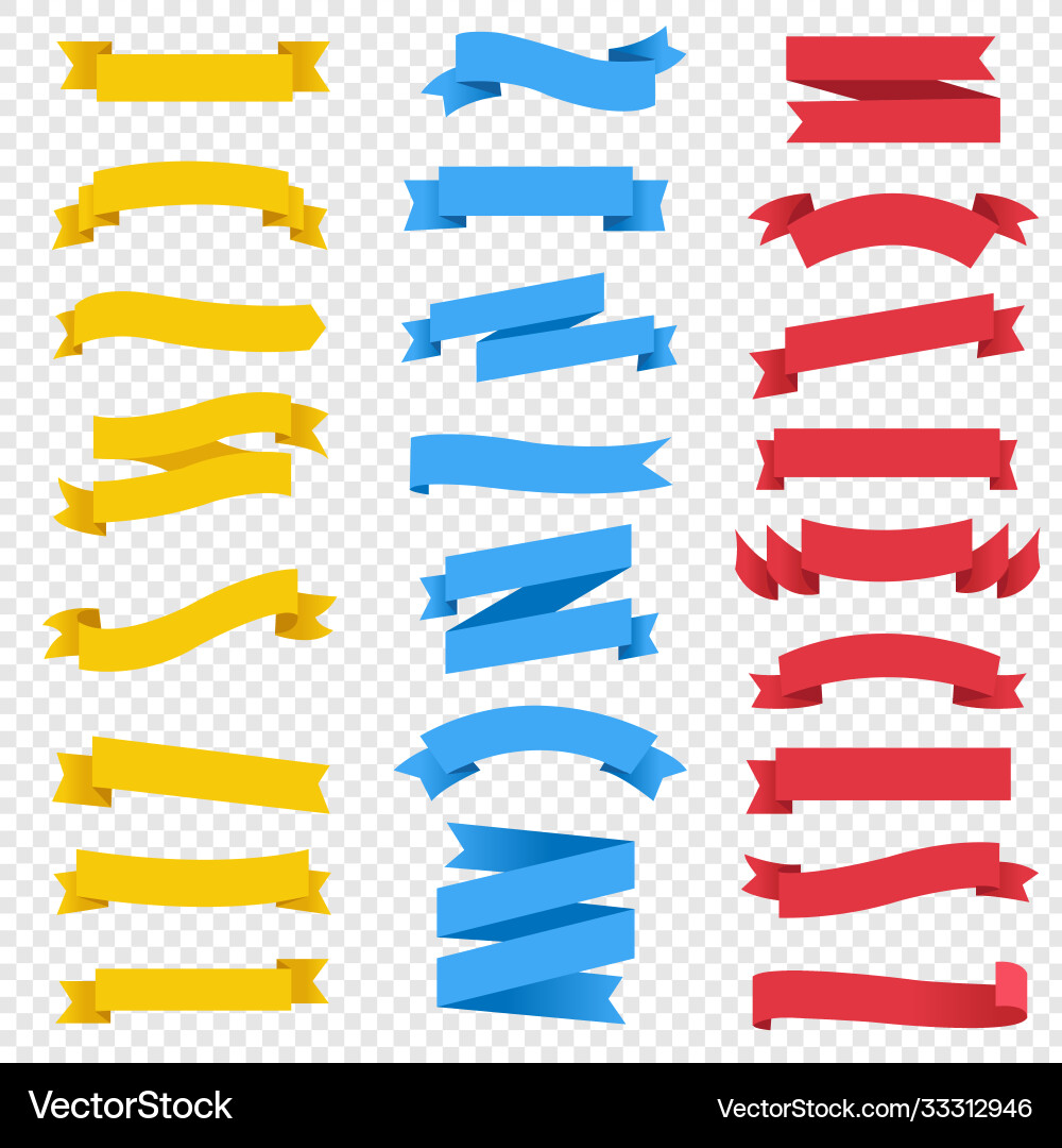 Colorful ribbon set transparent background Vector Image