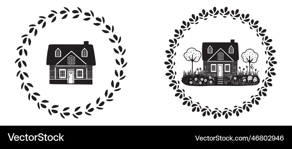 Cute rustic cottage motif in vintage style frame Vector Image