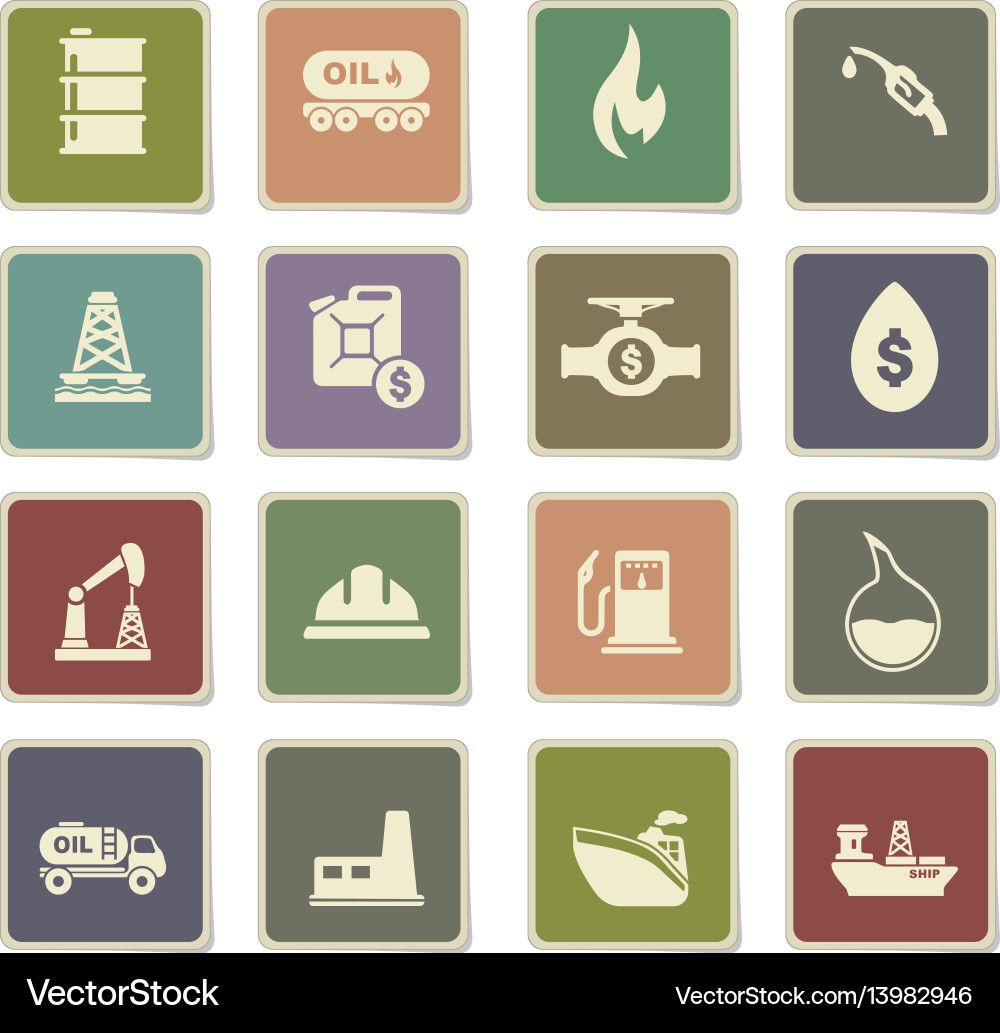 Extraction of oil icon set Royalty Free Vector Image