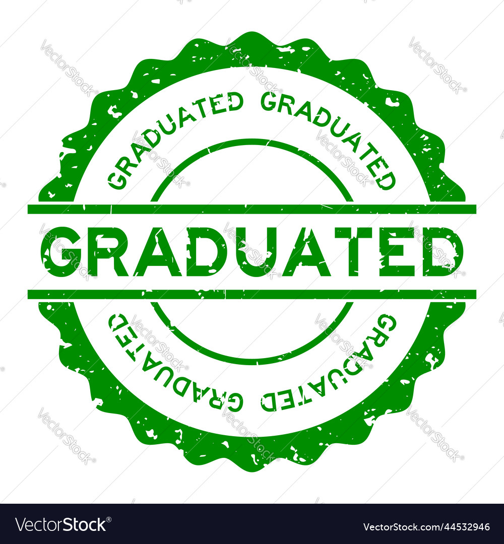 Grunge green graduated word round rubber seal Vector Image