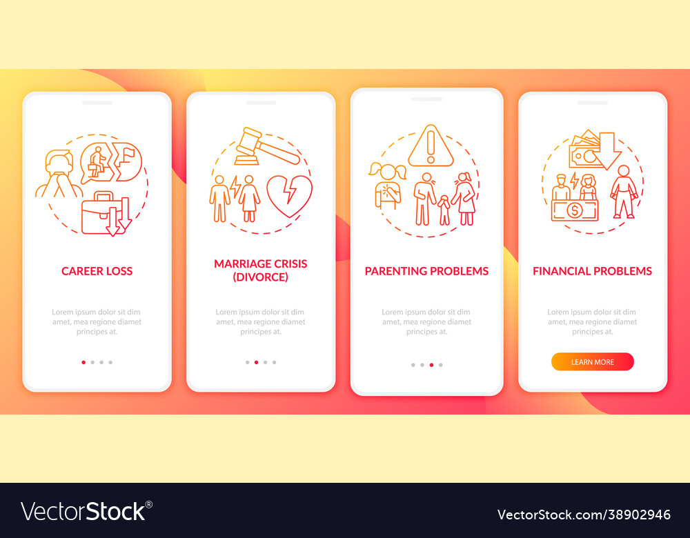 Midage Problems Onboarding Mobile App Page Screen Vector Image