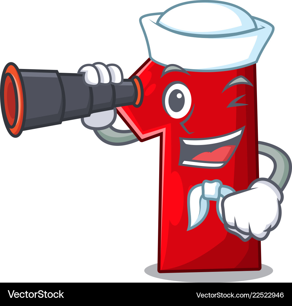 Sailor with binocular cartoon number one Vector Image