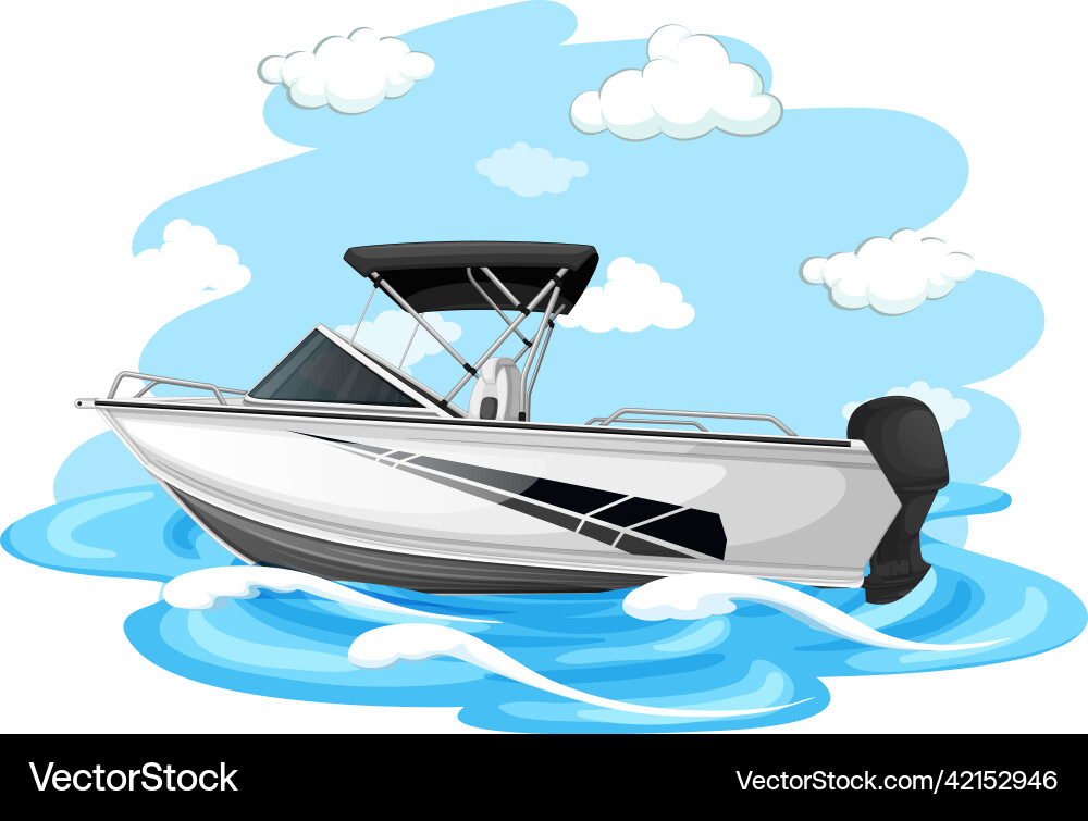 Speedboat in cartoon style on white background Vector Image