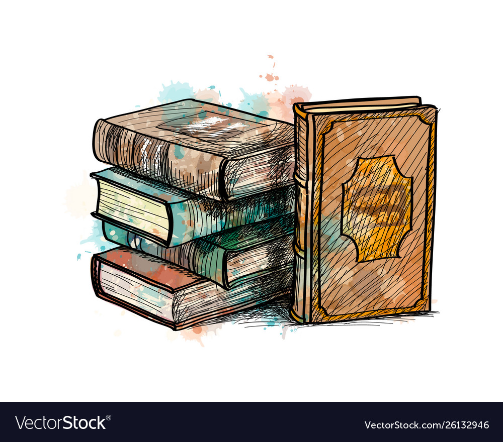 Stack Multi Colored Books From A Splash Of Vector Image