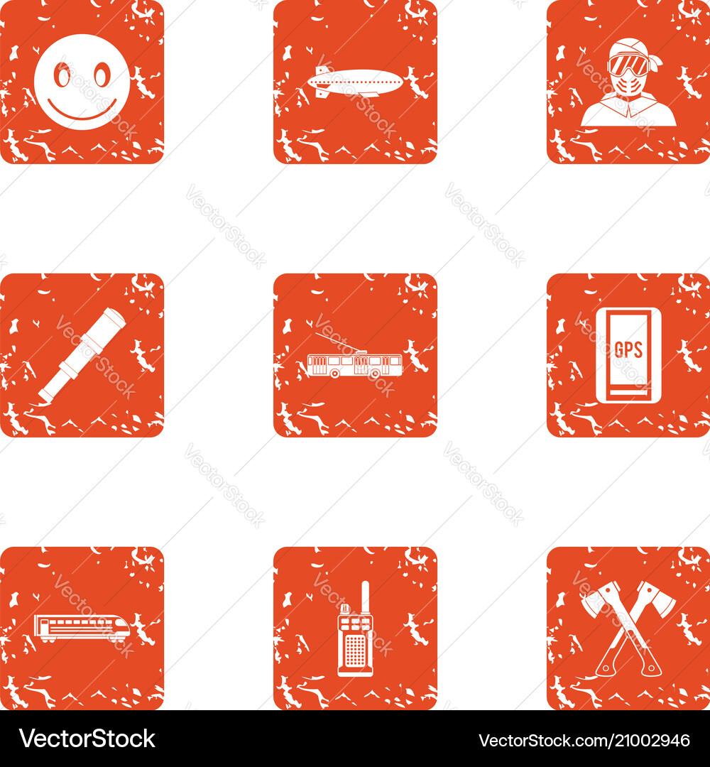 Town planning icons set grunge style Royalty Free Vector