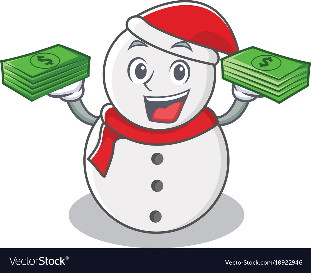 With money snowman character cartoon style Vector Image