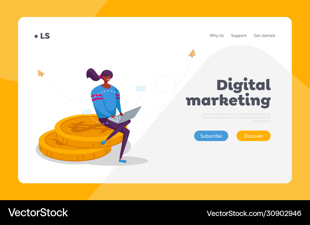 Woman freelancer character working on laptop Vector Image