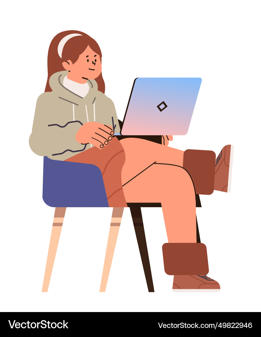 Woman student watching free online courses Vector Image