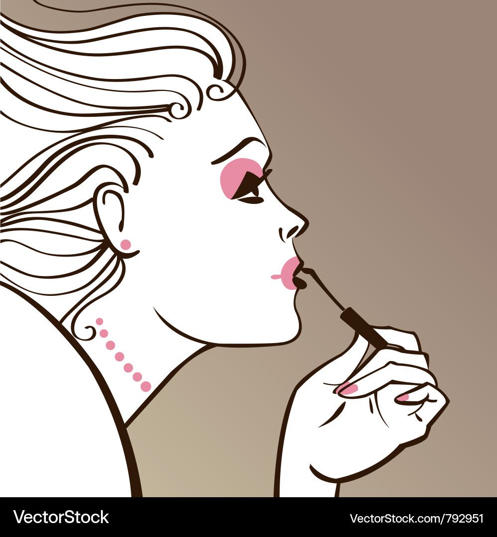 Beautiful woman applying make-up Royalty Free Vector Image