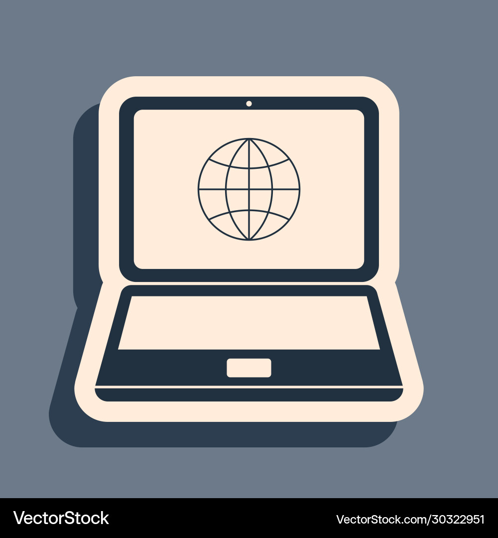 Black globe on screen laptop icon isolated on Vector Image