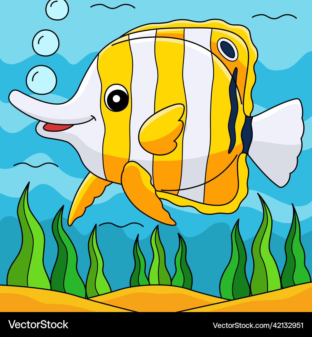 Butterflyfish animal colored cartoon Royalty Free Vector