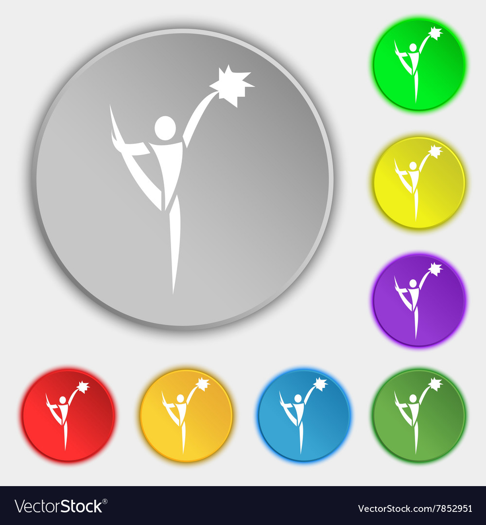Cheerleader icon sign symbol on eight flat buttons Cheerleader icon sign symbol on eight flat buttons
