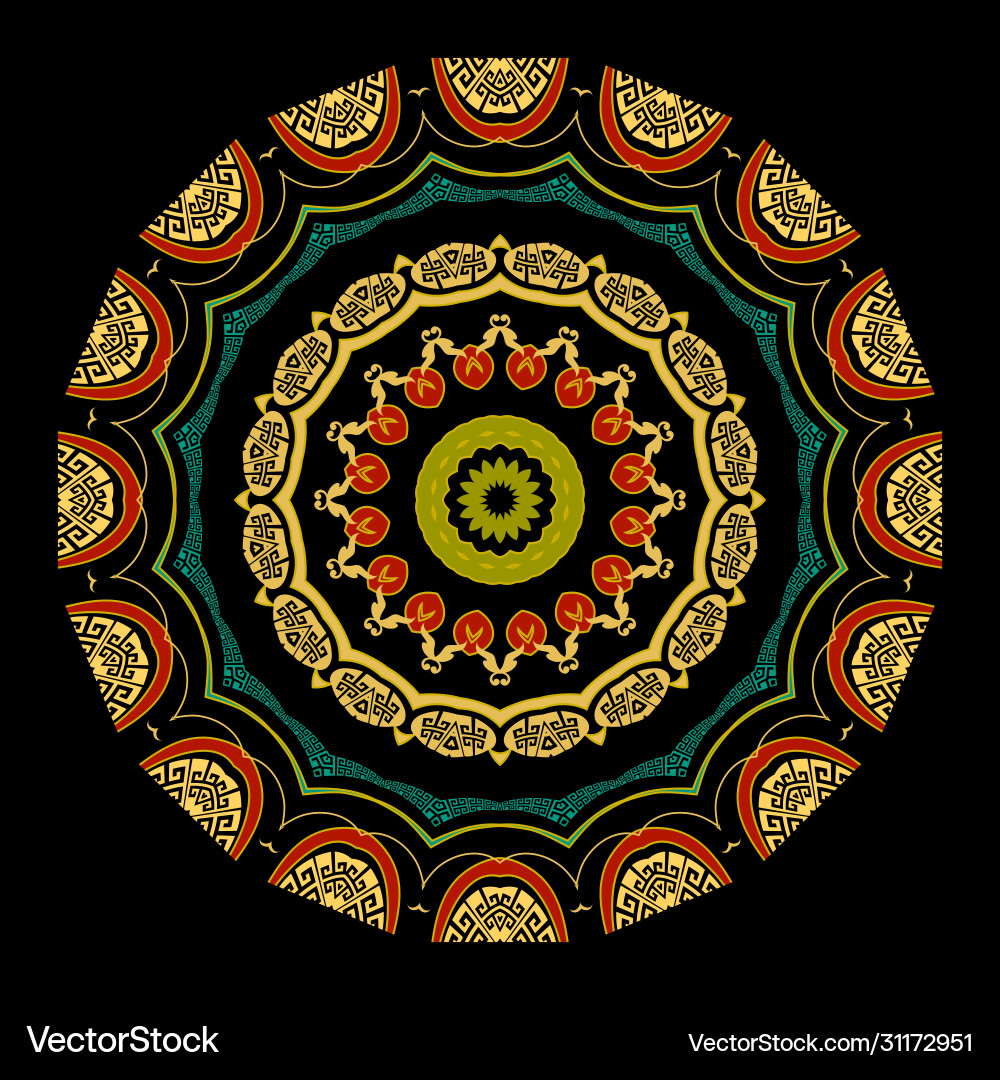 Floral colorful greek mandala pattern Royalty Free Vector