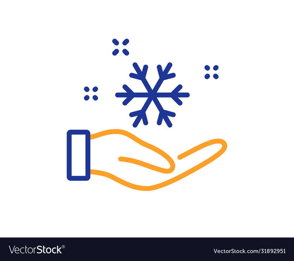 Freezing hand line icon ac cold temperature sign Vector Image Freezing hand line icon ac cold temperature sign Vector Image