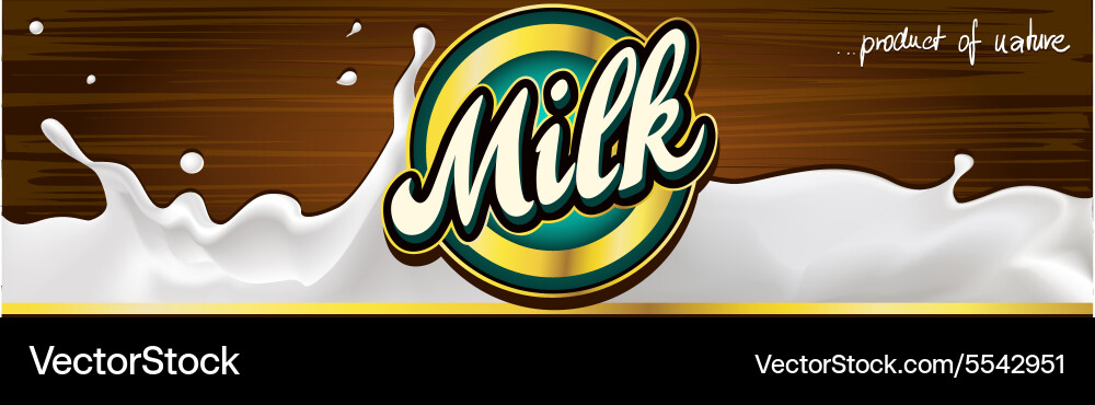 Milk label design banner with wood Royalty Free Vector Image