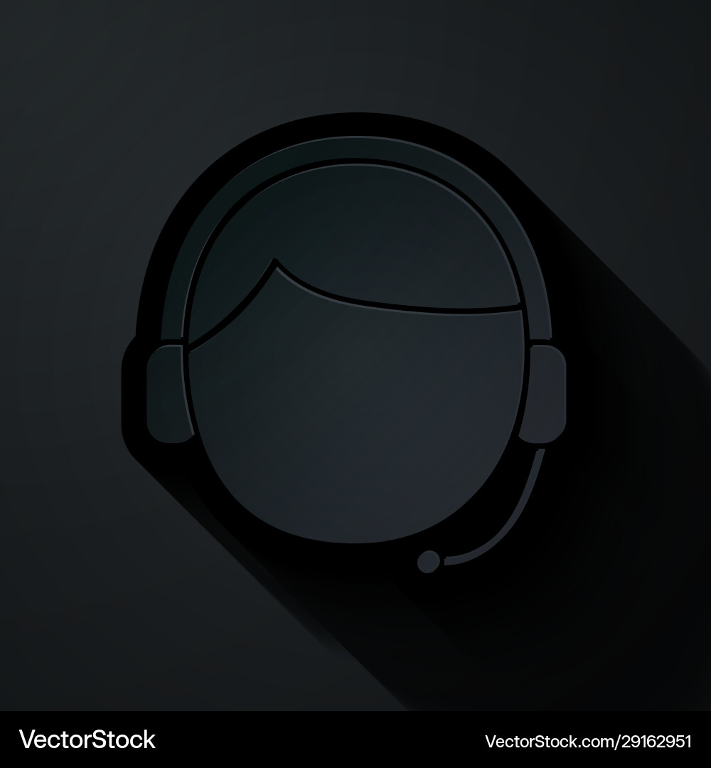 Paper cut man with a headset icon isolated Vector Image