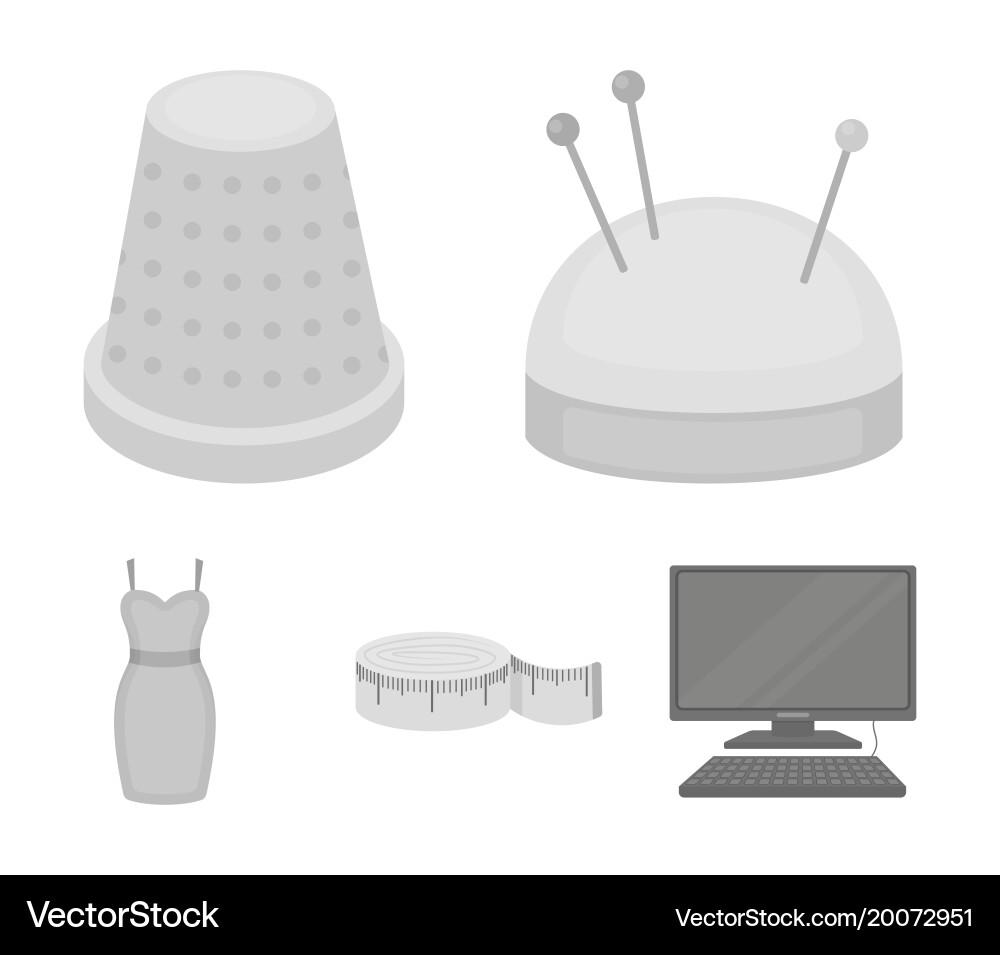 Pincushion with pins thimble centimeter dress Vector Image