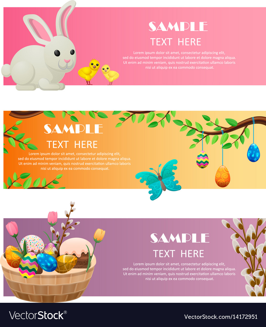 Spring and easter festive web banners set Vector Image